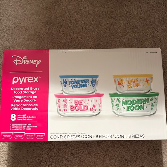 Disney | Kitchen | Nib 8 Piece Disney Pyrex Glass Food Storage | Poshmark